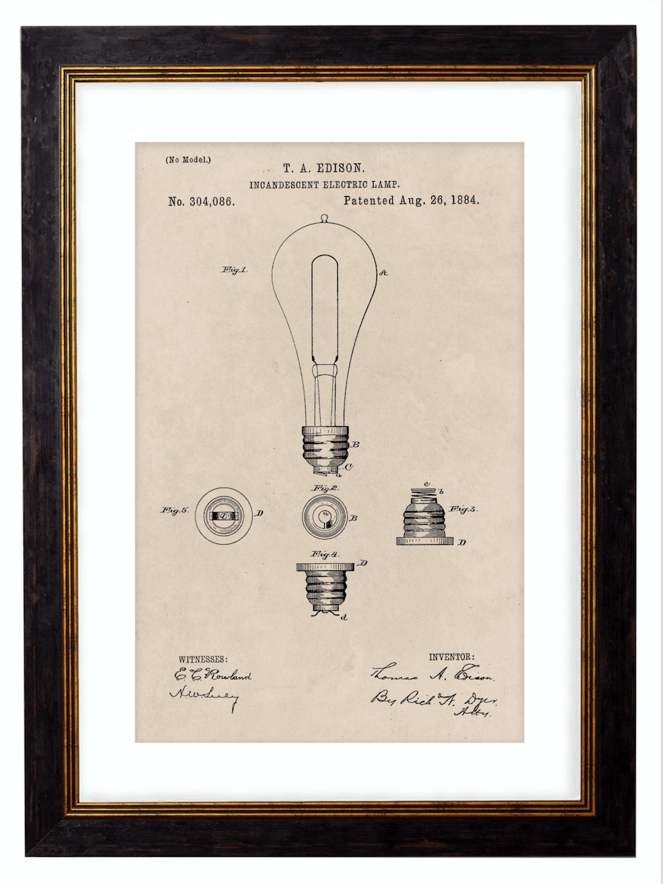 Edison Light Bulb Blueprint Edison Light Bulb And Holder Patent 1882